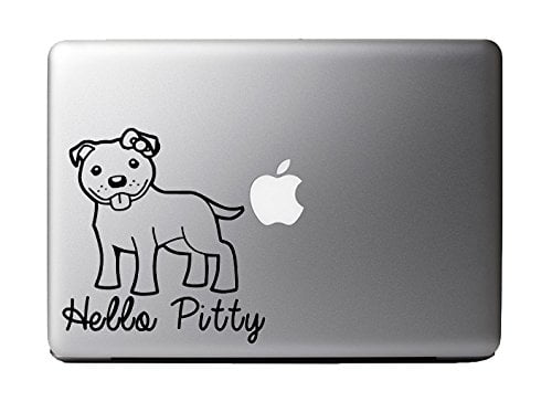 Hello Pitty Pitbull Dog Breed - Black Vinyl Decal for 13" Macbook ...