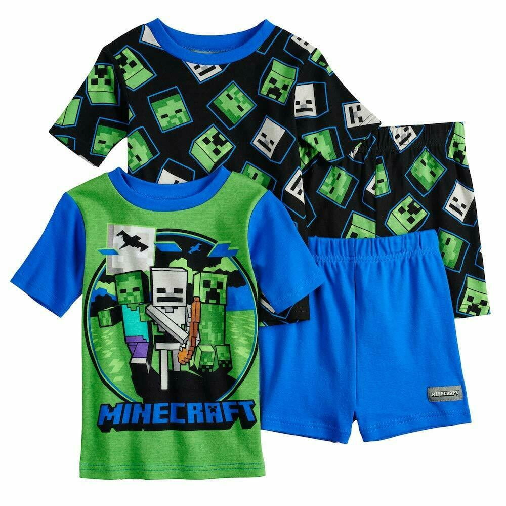 Minecraft 4 PC Short Sleeve Tight Fit Cotton Pajama Set Boy Size 10 ...