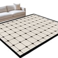 Beige Gingham 6'x9' Rug for Dining Room Table and Chair Setup, Modern ...