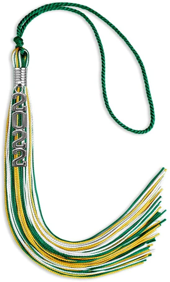 Endea Graduation Mixed Triple Color Tassel with Silver Stacked Date ...