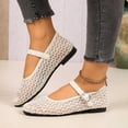 Bkhluea Women Geometric Embroidery Mesh Mary Jane Flat Shoes Adjustable ...