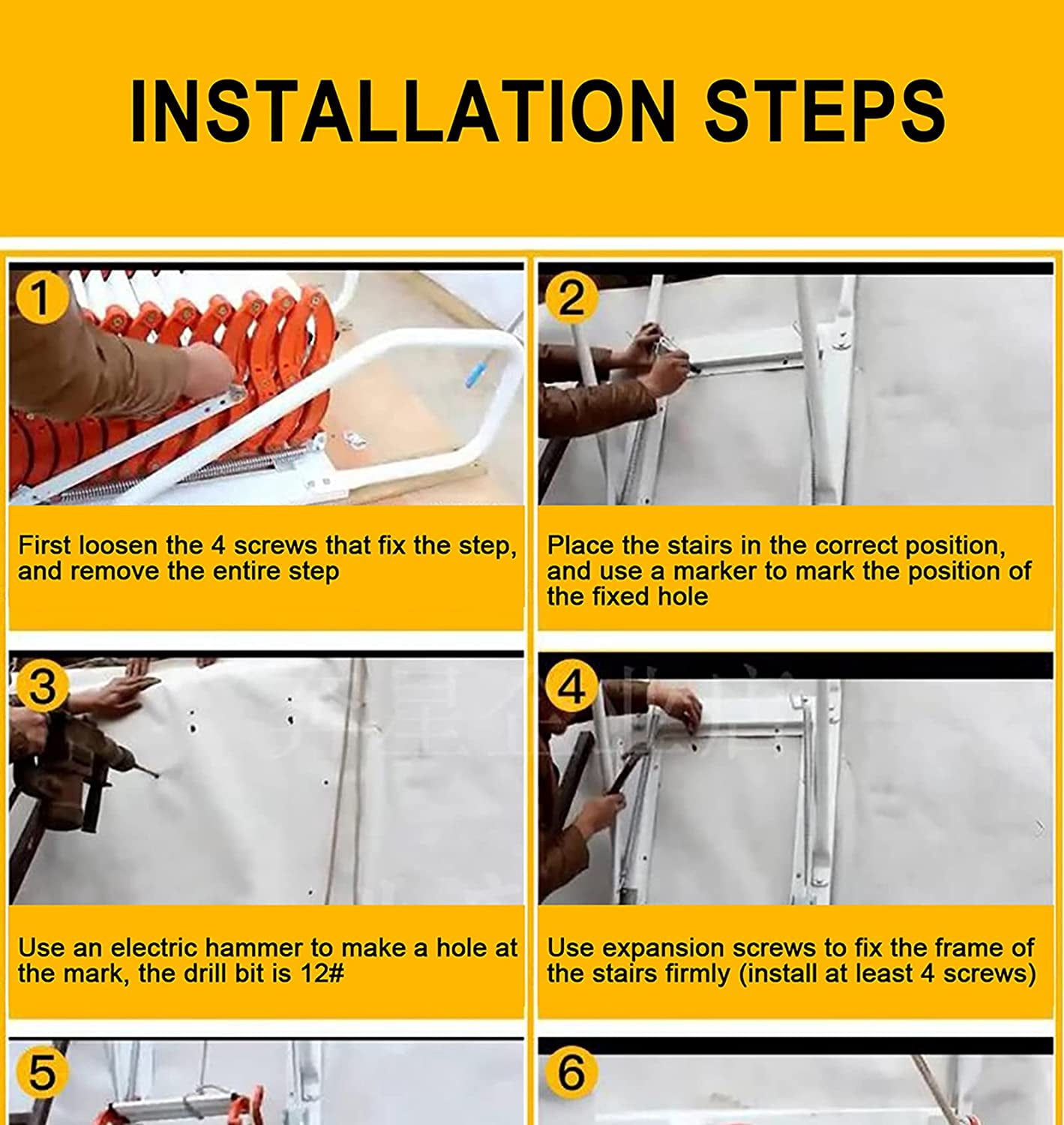 Buy Aohuada 9.8 ft/ 3m 12 Steps Pull Down Attic Stairs Alloy Attic ...
