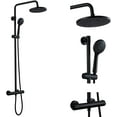 gotonovo Matte Black Wall Mount Shower System with Thermostatic 8 Inch Round Shower Head ...