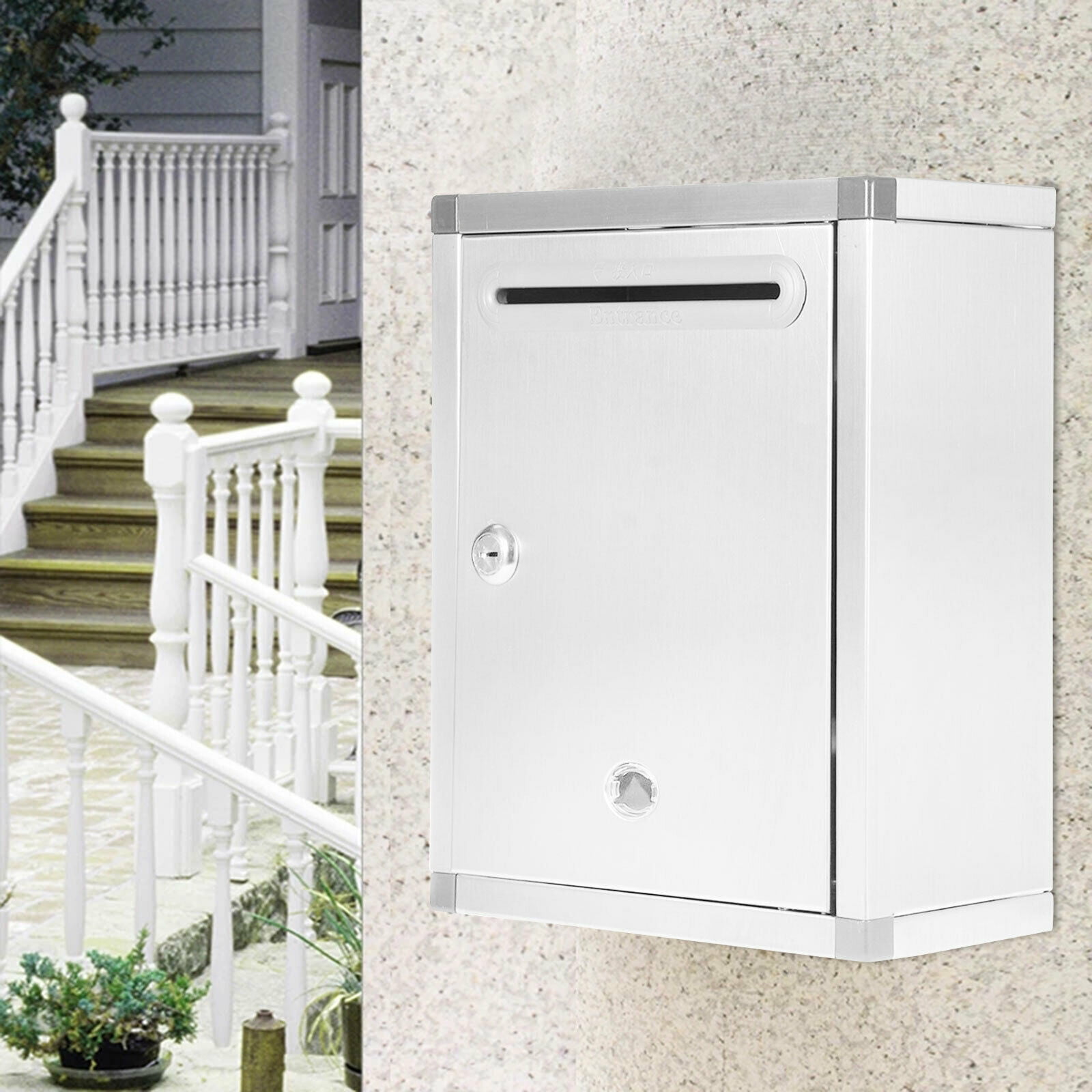 Modern Outdoor Lockable Letter Post Box MailBox Wall Mounted Secure ...