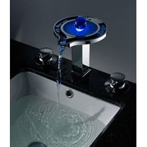 Juno Bathroom Sink Faucet Round LED Waterfall with Brass Chrome Finish ...