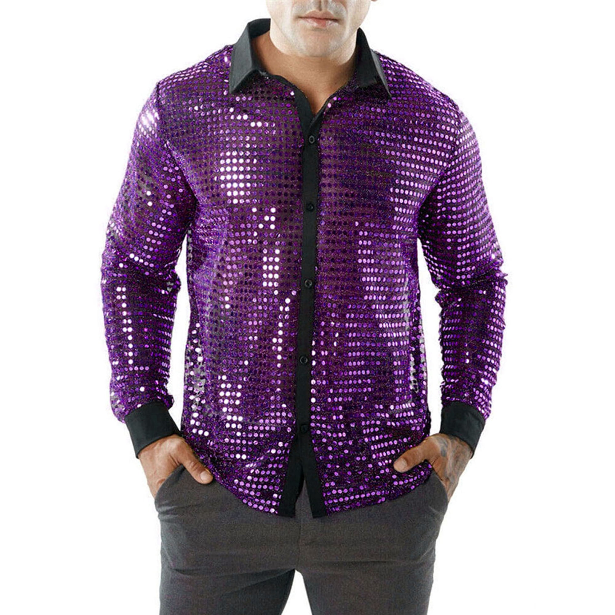 Click here for Sunsiom Mens Disco Shirt 70s Shirts Long Sleeve Tu... prices
