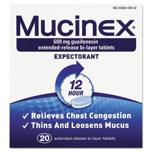 Mucinex 12 Hr Chest Congestion Expectorant, Tablets 20 ea (Pack of 2 ...