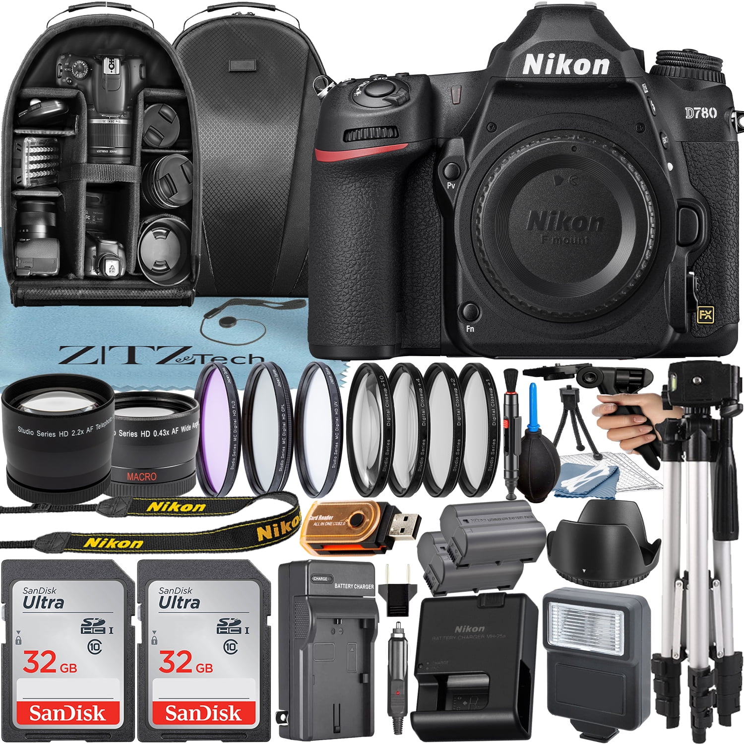 Nikon D780 DSLR Camera (Body Only) with 24.5MP CMOS Sensor + SanDisk ...