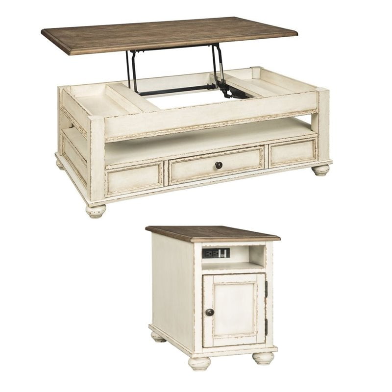 Home Square 2-Piece Set with Lift Top Coffee Table & End Table with USB ...