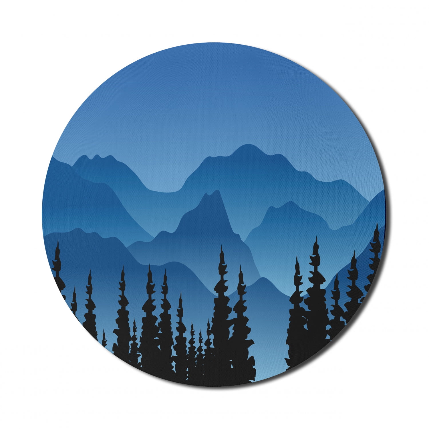 Landscape Mouse Pad for Computers, Silhouette Style Illustration of ...