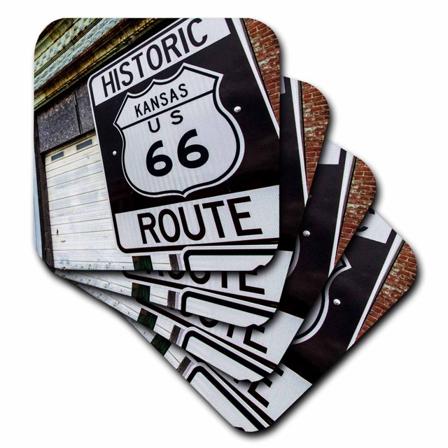 3dRose Galena, Kansas, USA. Route 66., Soft Coasters, set of 8 ...