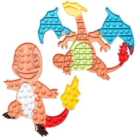 XIAOLUO 2 Pack Jumbo Pop Fidget Toys, Charmander Charizard Push Bubble ...