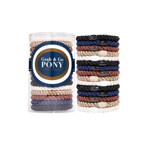 L. Erickson Grab & Go Pony Tube - Neutral - 15 Pack Ponytail Holder ...