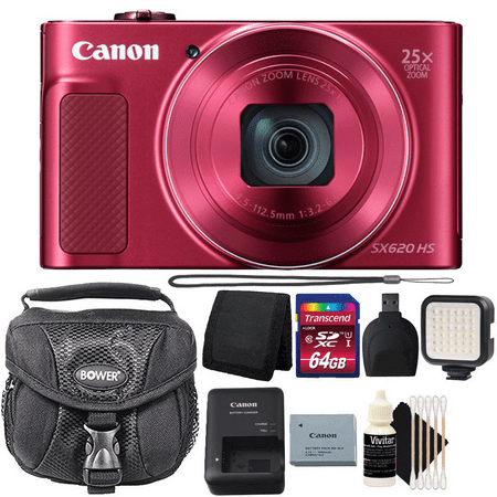 Canon PowerShot SX620 HS 20.2MP Red Digital Camera with 64GB Accessory ...