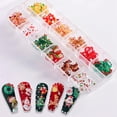 12 Grids Christmas Nail Charms Resin Charms 3D Cartoon Mixed Snowflake ...