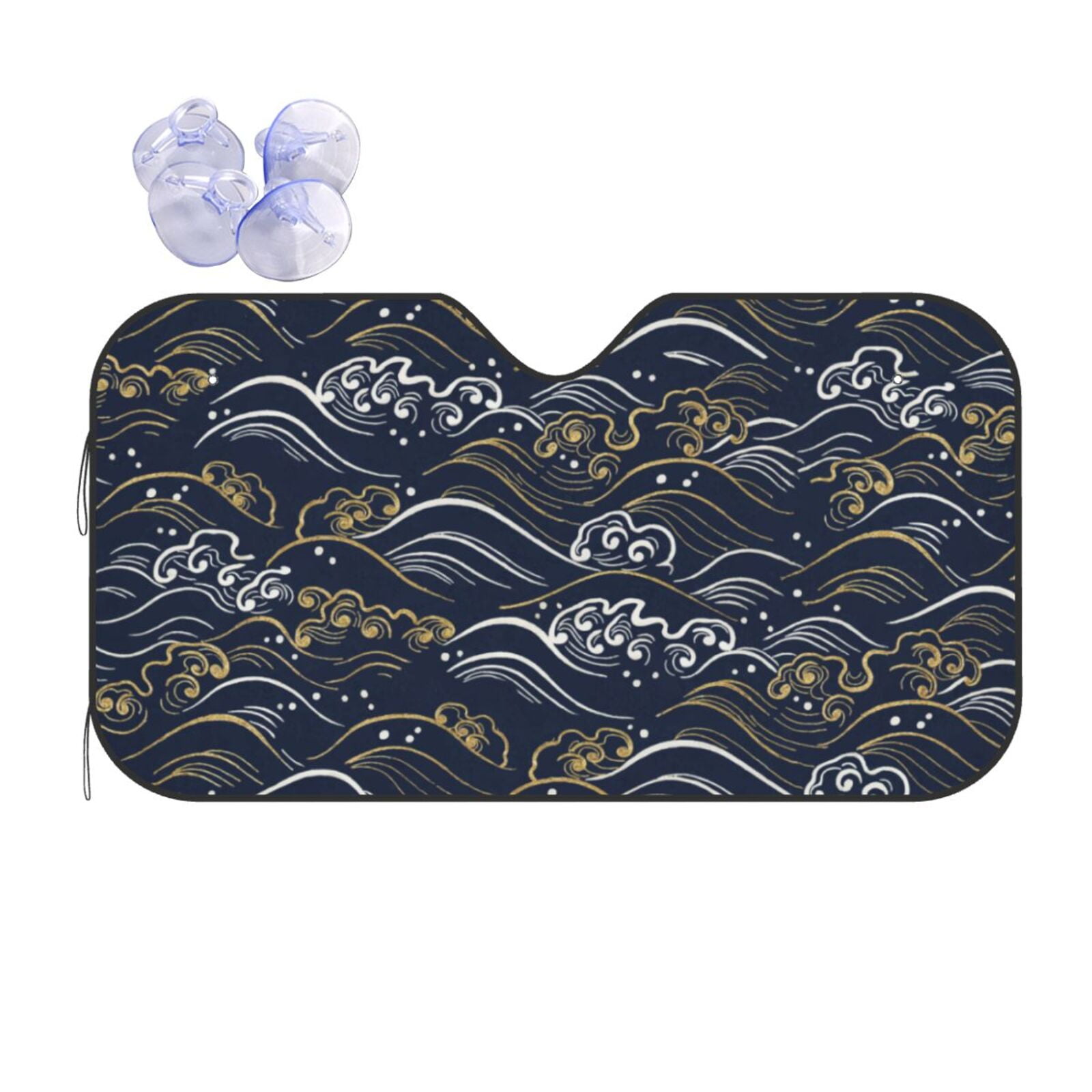 ZNDUO Japanese Blue Waves Pattern Car SUV Windshield, Small Size UV ...