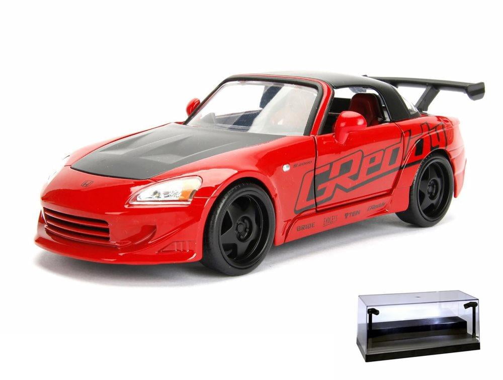 Diecast Car w/LED Display Case - 2001 Honda S2000 Hard Top, Red - Jada ...
