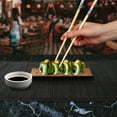 BambooMN Small Bamboo Wooden Black Rectangle Sushi Serving Tray Plate ...