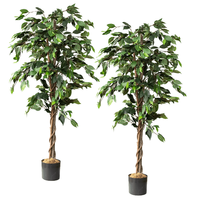 Artificial Trees Ficus (2 Pack) for Home Decor Indoor - Fake Plants ...