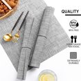 Set of 6 Woven PVC Placemats - Heat-Resistant, Stain Resistant, Anti-Skid, Washable, Light Gray ...