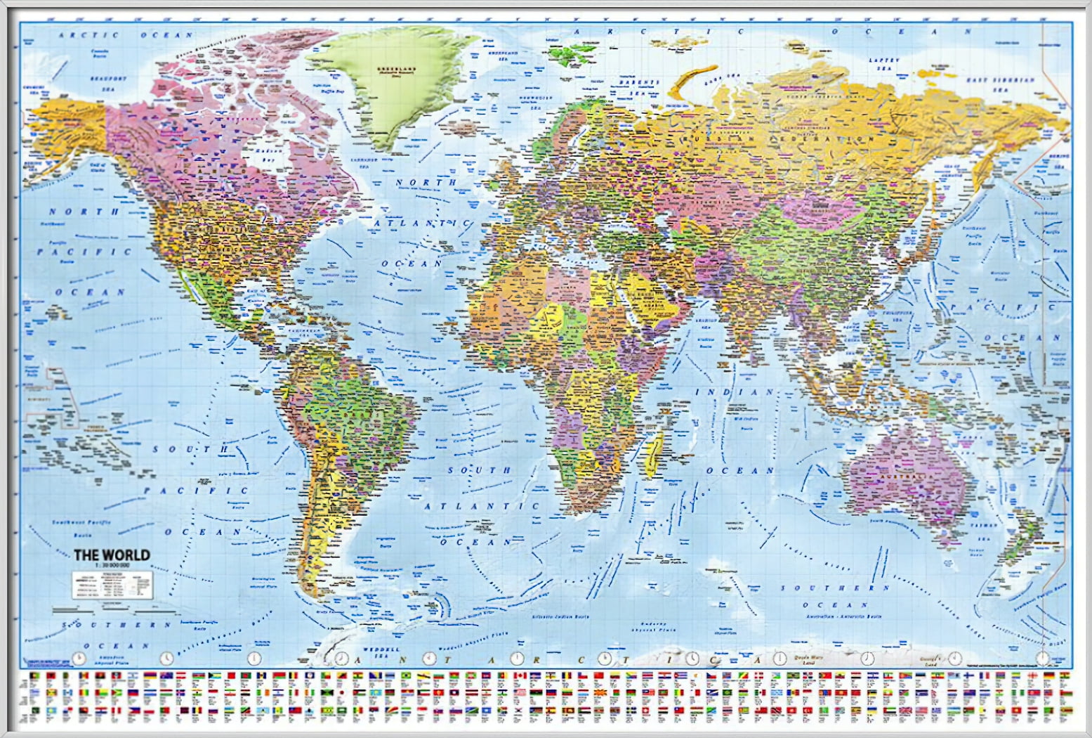 Detailed Political Map Of The World - Framed Poster (Country Flags) (36 ...