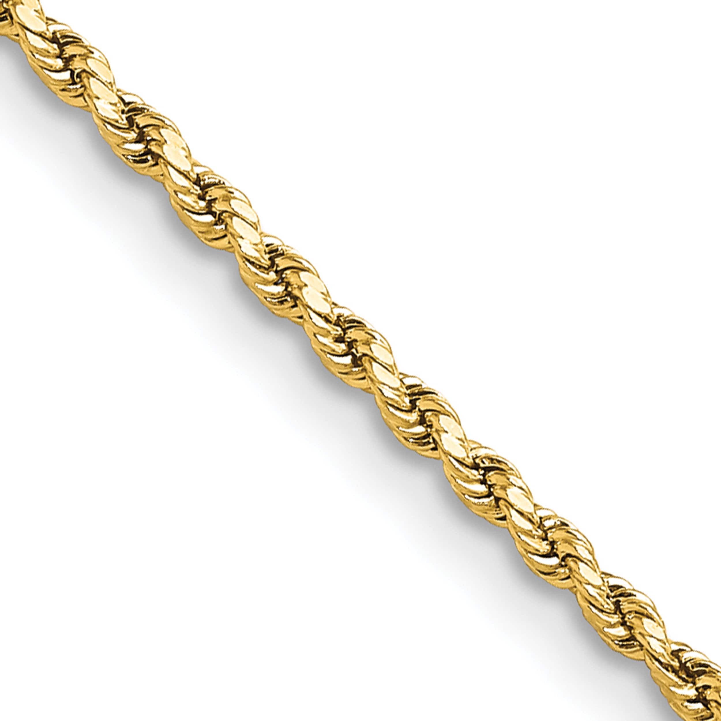 14K Yellow Gold 2mm Semi-Solid D/C Rope Chain (16 X 2) Made In Peru ...