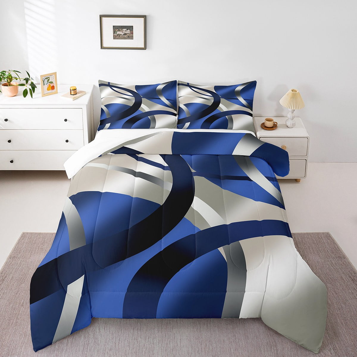 Click here for Erosebridal Blue Stripes Comforter Sets Queen Size... prices