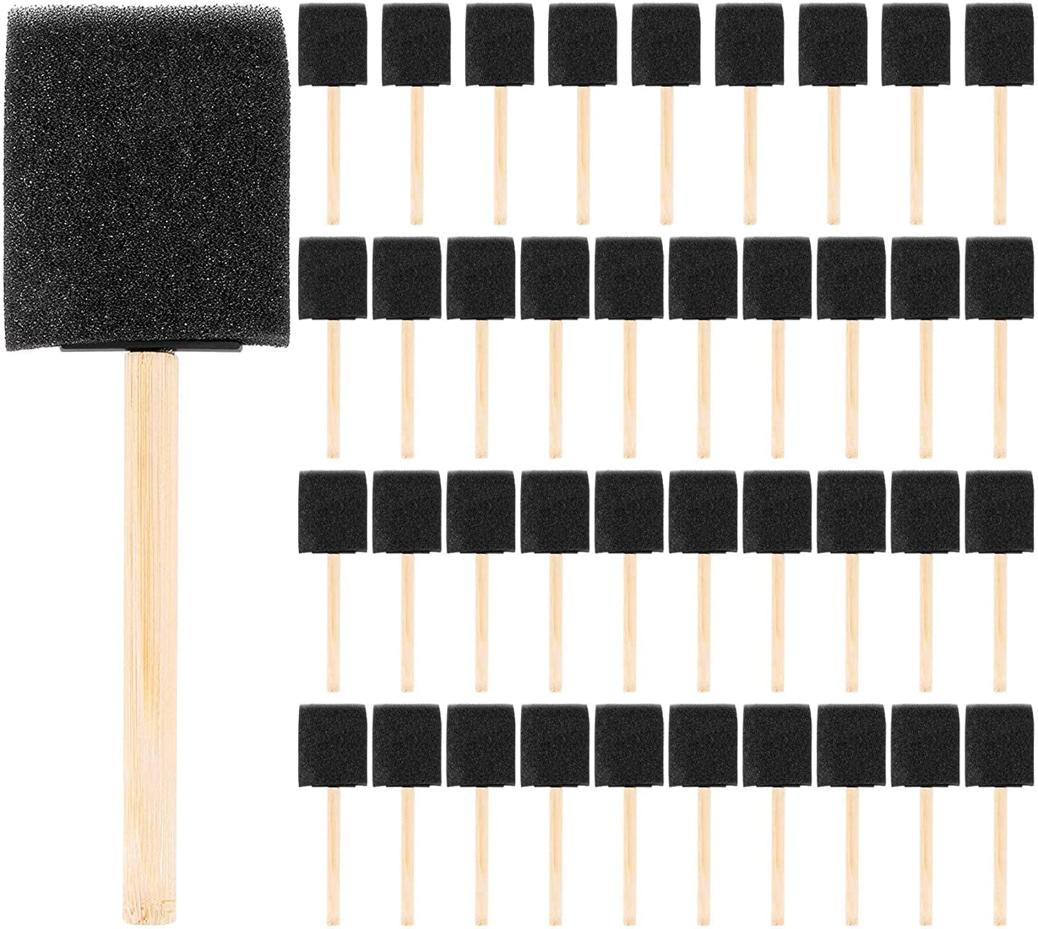 2 inch Foam Sponge Wood Handle Paint Brush Set (Value Pack of 40) -, Durable and Great for ...
