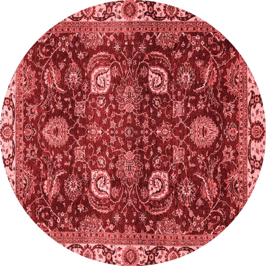 Ahgly Company Machine Washable Indoor Round Abstract Red Modern Area ...