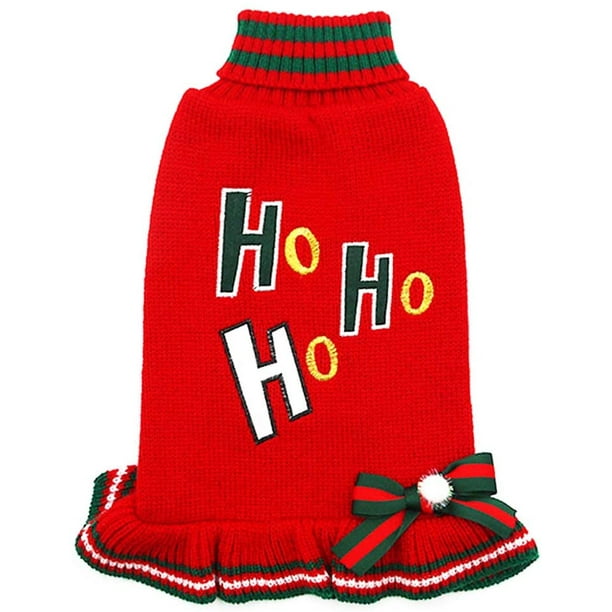 Red Dog Sweater Turtleneck Dogs Sweaters Dress with Bowtie Knit ...