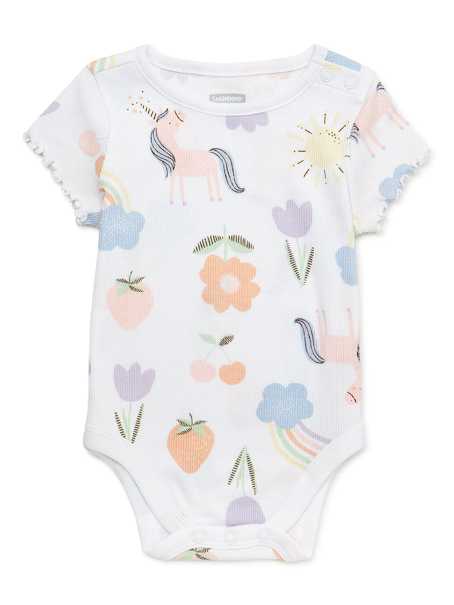 Garanimals Baby Girl Allover Print Bodysuit with Short Sleeves, Sizes 0 ...