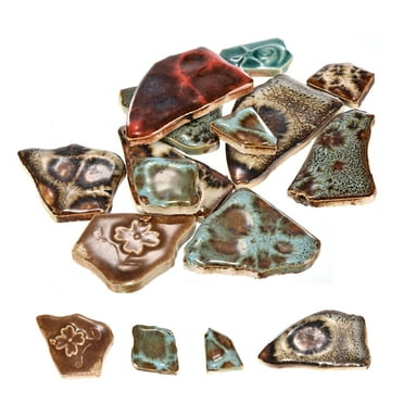 Uxcell 100g Ceramic Mosaic Tiles for Crafts Bulk, Pebble Ice Green ...