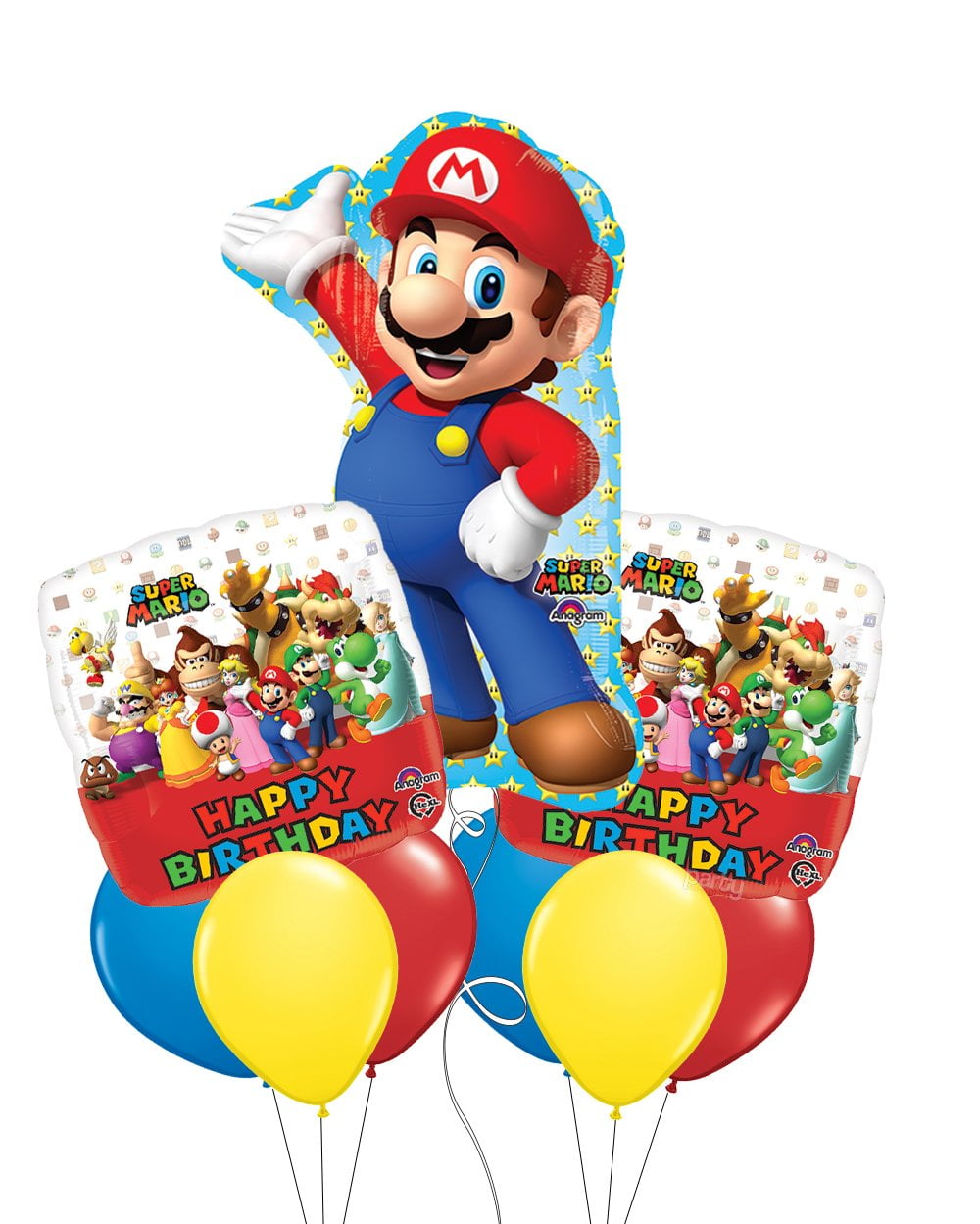 Super Size Super Mario Happy Birthday Balloon Bouquet - Walmart.com