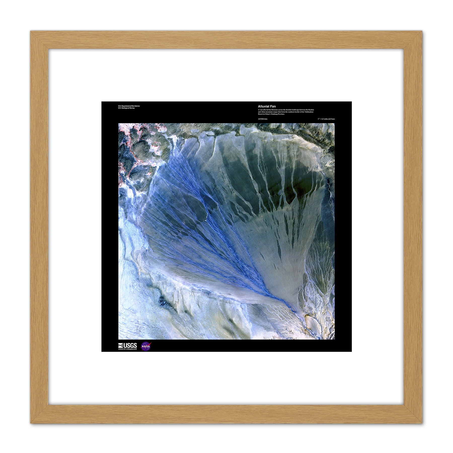 Science Map Satellite Alluvial Fan China Old Replica 8X8 Inch Square ...