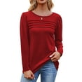 Fantaslook Long Sleeve Shirts for Women Fall Dressy Casual Blouses Fashion Pleated Tunic Tops ...
