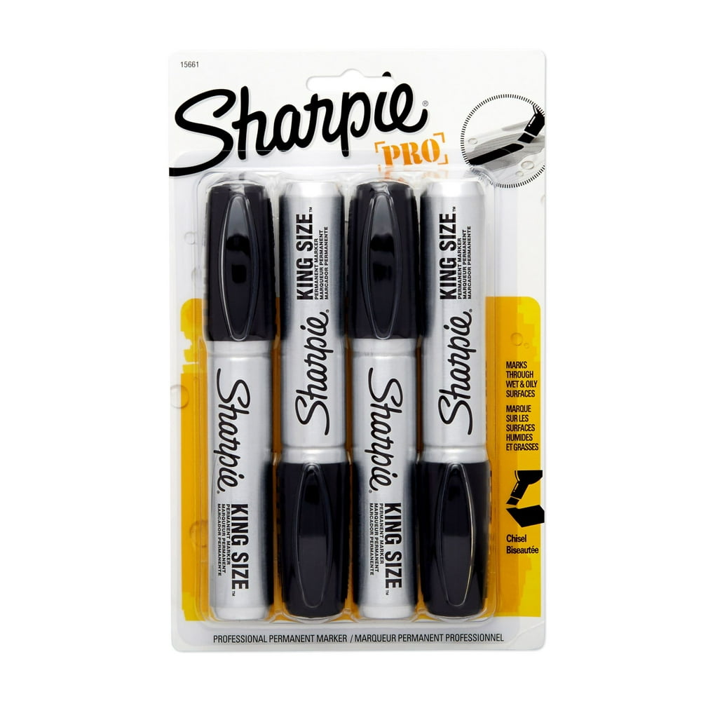Sharpie King Size Permanent Markers, Black (Pack of 4) - Walmart.com ...