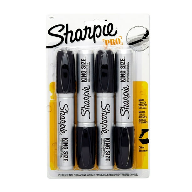 Sharpie King Size Permanent Markers, Black (Pack of 4) - Walmart.com ...