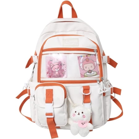 Kawaii Backpack with Kawaii Pin and Accessories Backpack Cute Aesthetic ...