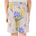 BZSMCE Adjustable Drawstring Casual Shorts With Yellow Daisy Blue Daisy ...
