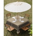 Brown Geometric Outdoor Tablecloth with Umbrella Hole, Black Greek Key ...