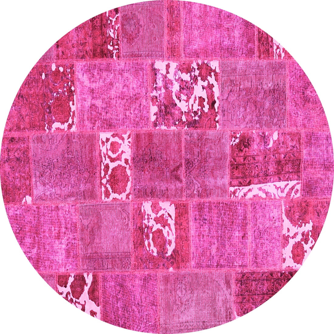 Ahgly Company Indoor Round Patchwork Pink Transitional Area Rugs, 5 ...