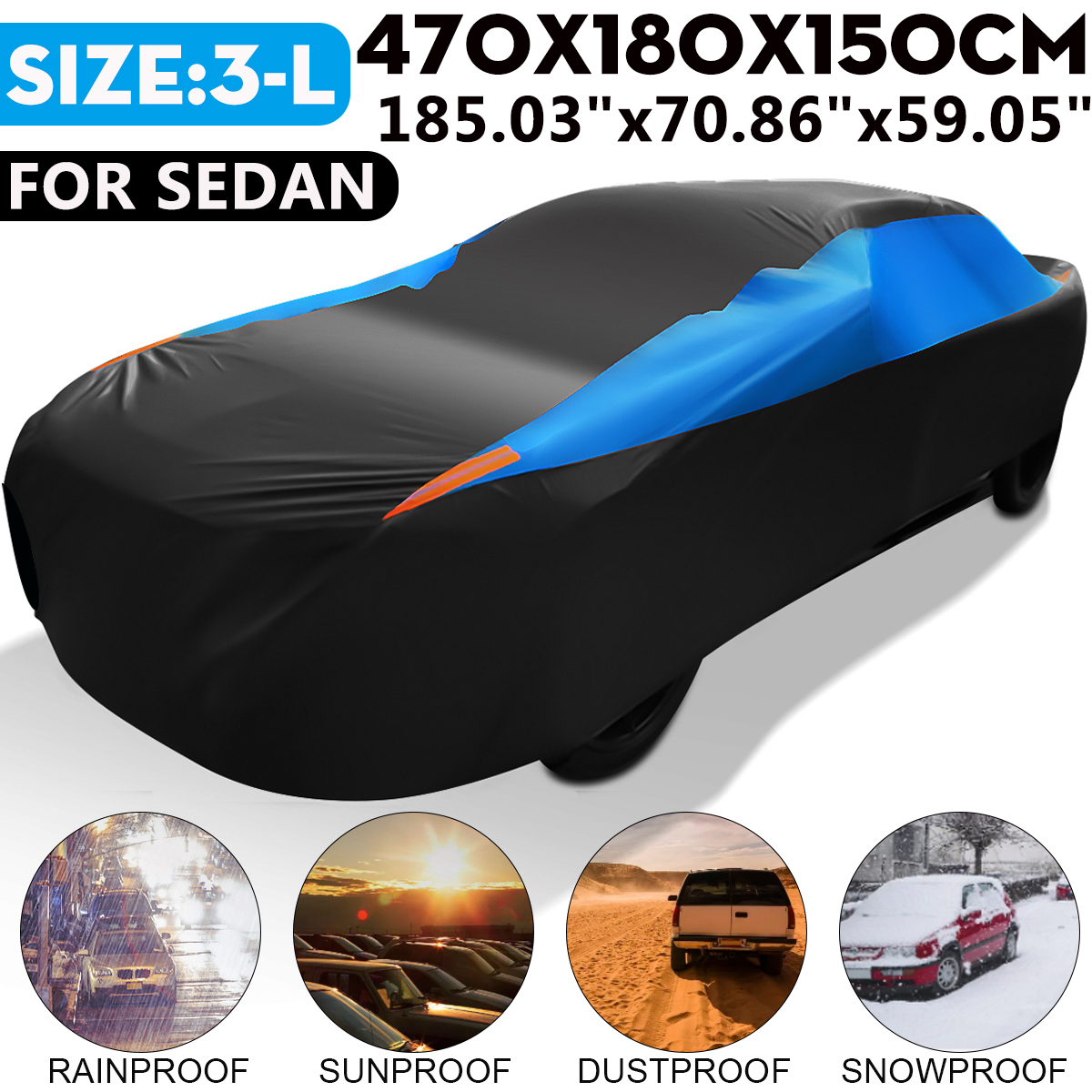 190T Car Cover for Sedans 177-208". Waterproof, UV Protection, Scratch ...