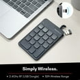 Macally Wireless Number Pad for Laptop - Slim 2.4G USB Number Keypad - 18 Key Rechargeable ...