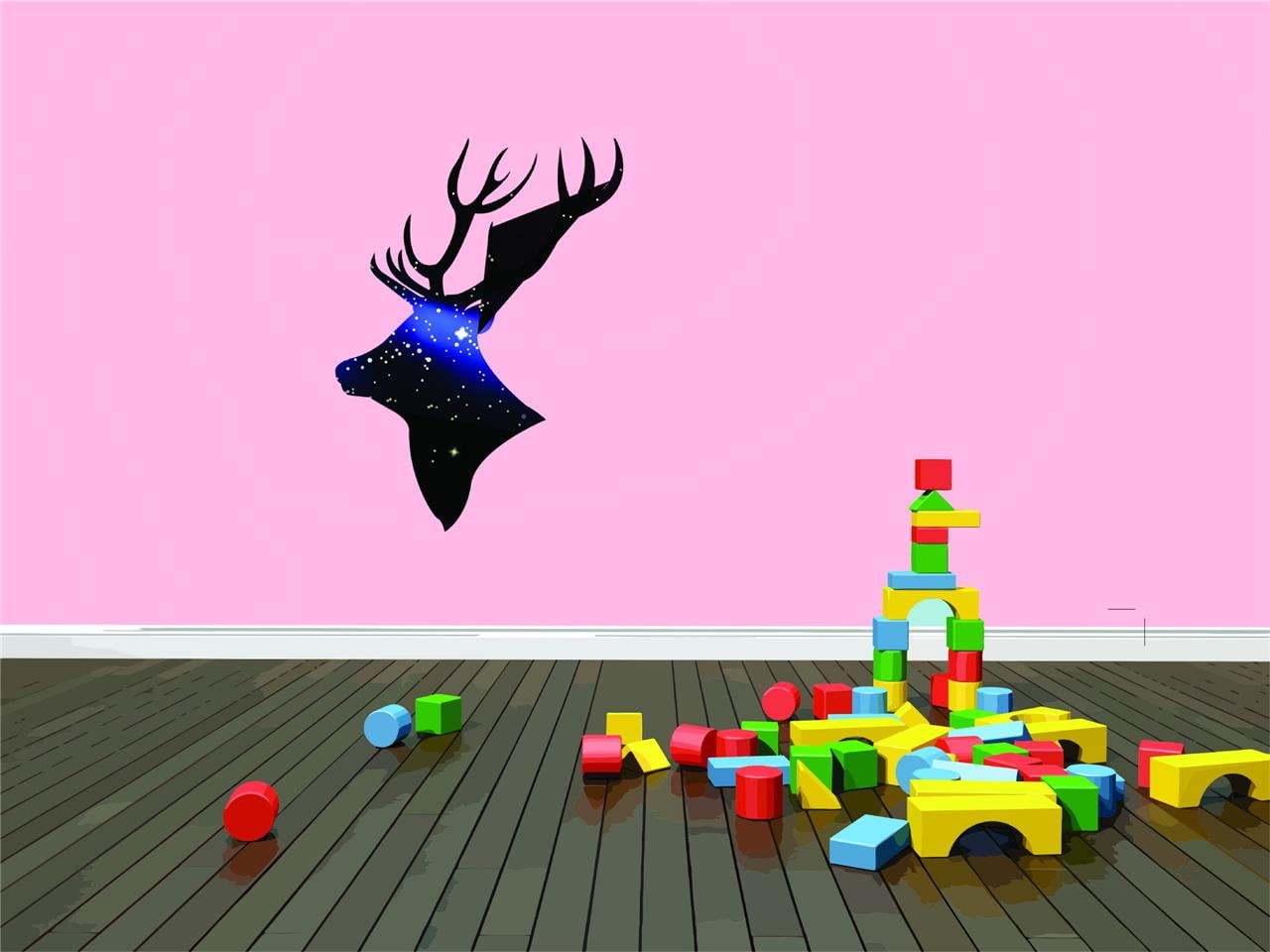 Design With Vinyl Artwork Blue and Balck Colorful Deer Head Stars In ...