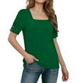 Arnsht Womens Tops Short Sleeve Shirts Buttons Square Neck Spring ...