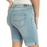 Jordache Women's High Rise Bermuda Shorts, Relaxed Fit, Stretch Denim ...
