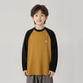 Boys Yellow Raglan Long Sleeve Shirt - Color Block Crew Neck Top - Soft ...