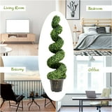 Gymax 2Pcs 4FT Artificial Boxwood Spiral Tree with Natural Look, Faux ...