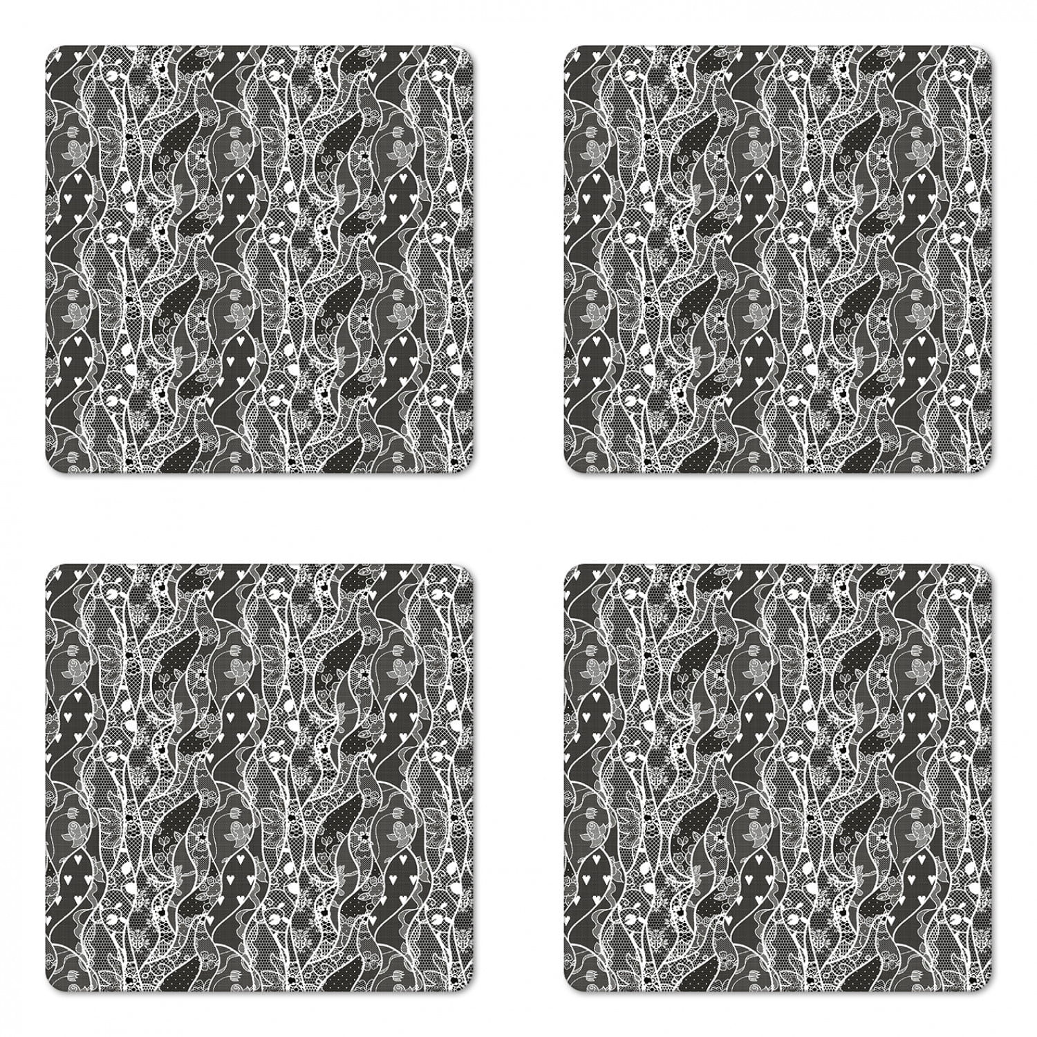 Gothic Coaster Set of 4, Vintage Royal Composition with Rose Flowers ...