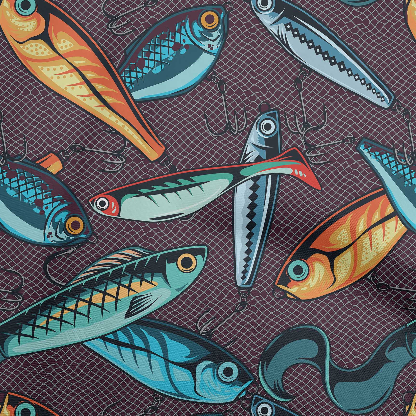 oneOone Cotton Cambric Maroon Fabric Fish Diy Clothing Quilting Fabric ...